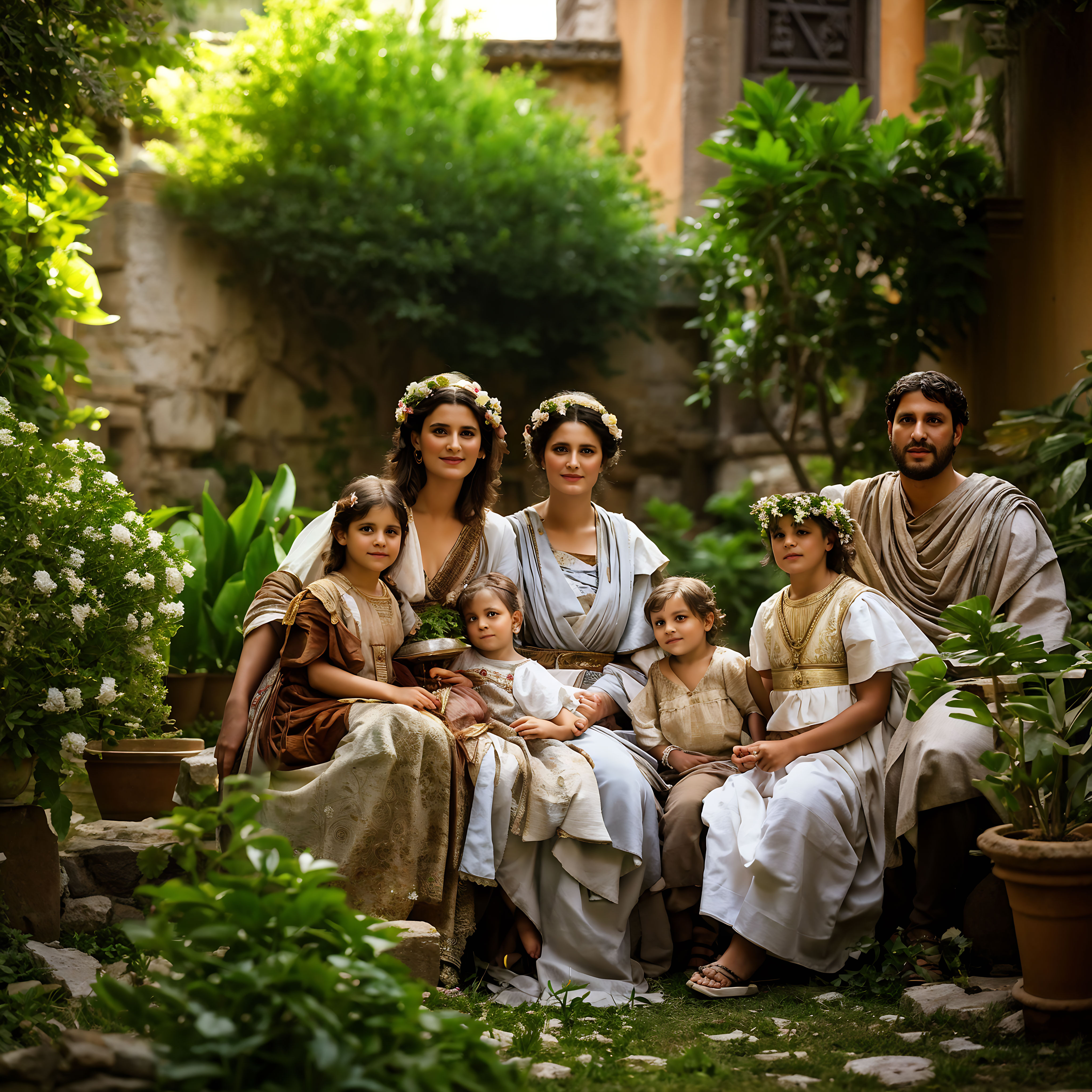Photograph of an ancient roman family portrait in their gard... by Paul ...
