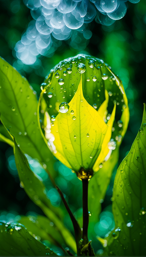 Macro photography of large raindrops cascading from sharp-fo... by John ...