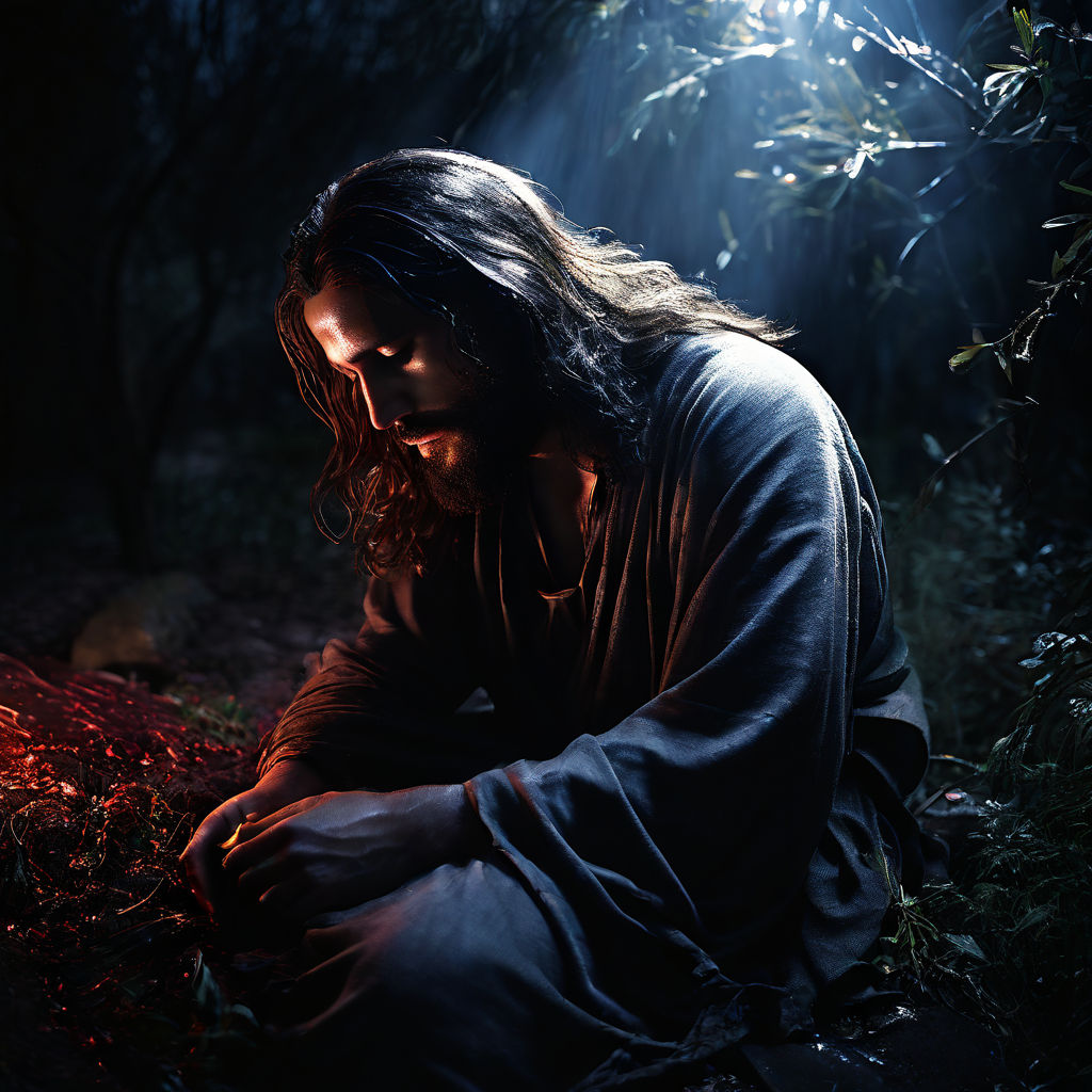 Jesus sweating blood in the garden of gethsemane + Angel bes... by R ...