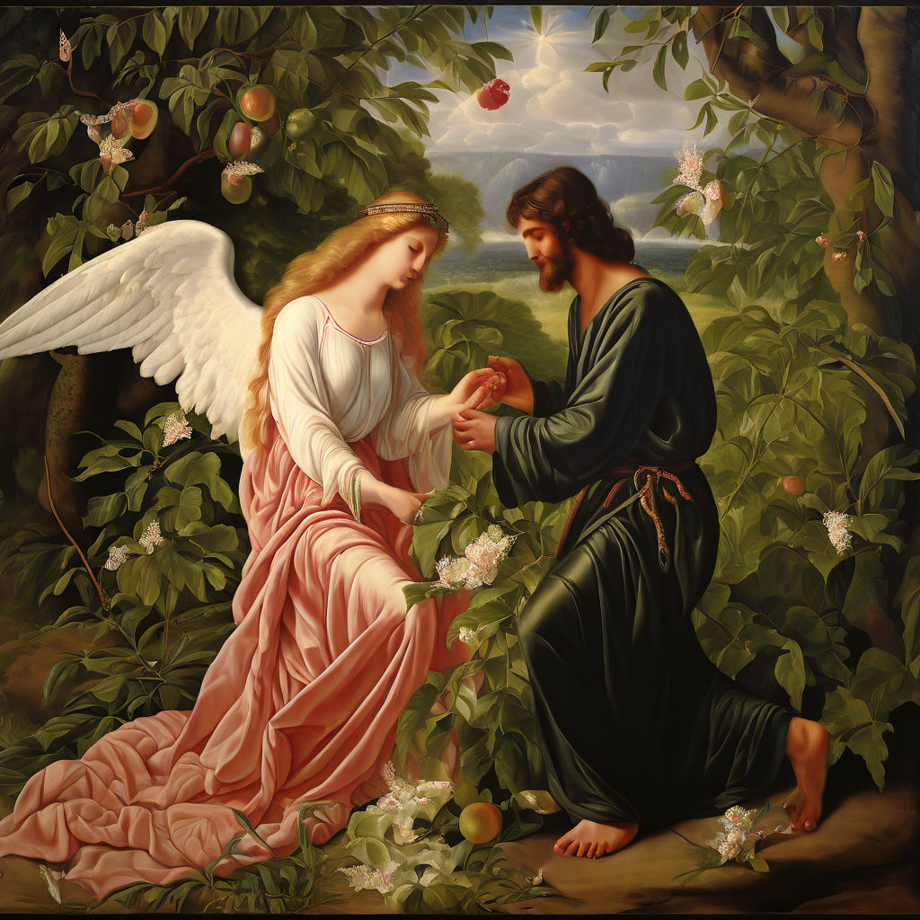 7. An image showing Prophet Adam and Eve receiving clothes f... by ...