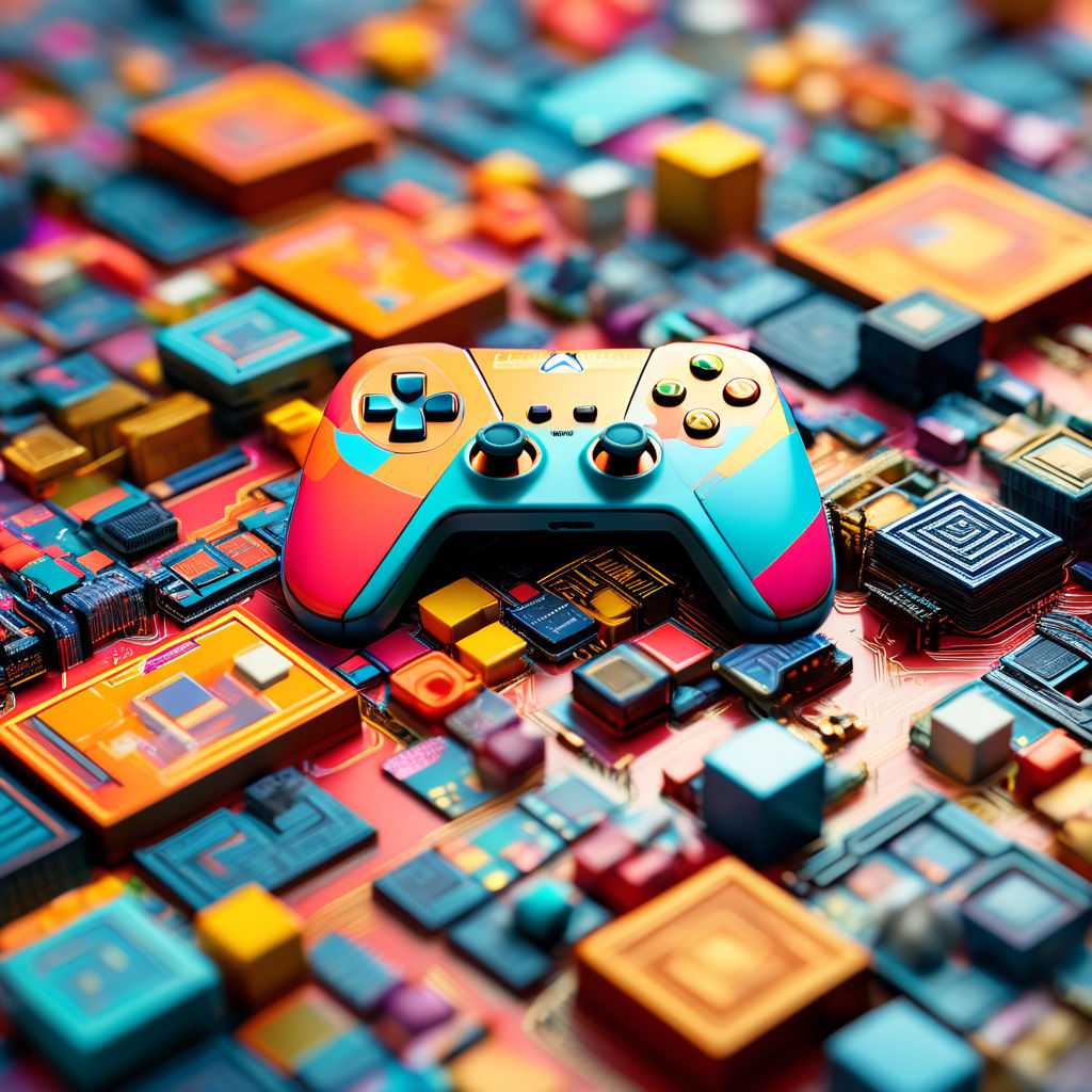 Macro photography of intricate gaming-themed objects arrange... by ...