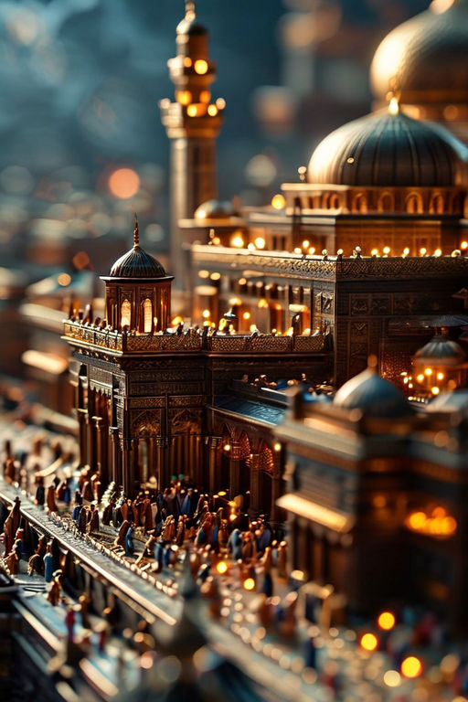 Macro photography of a detailed scale model of the Kaaba wit... by BANG ...