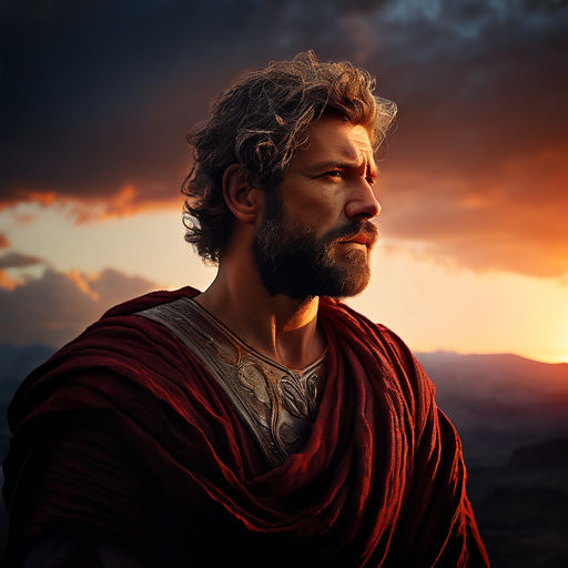 Capture the essence of Stoic philosophy in an epic portrait ... by ...