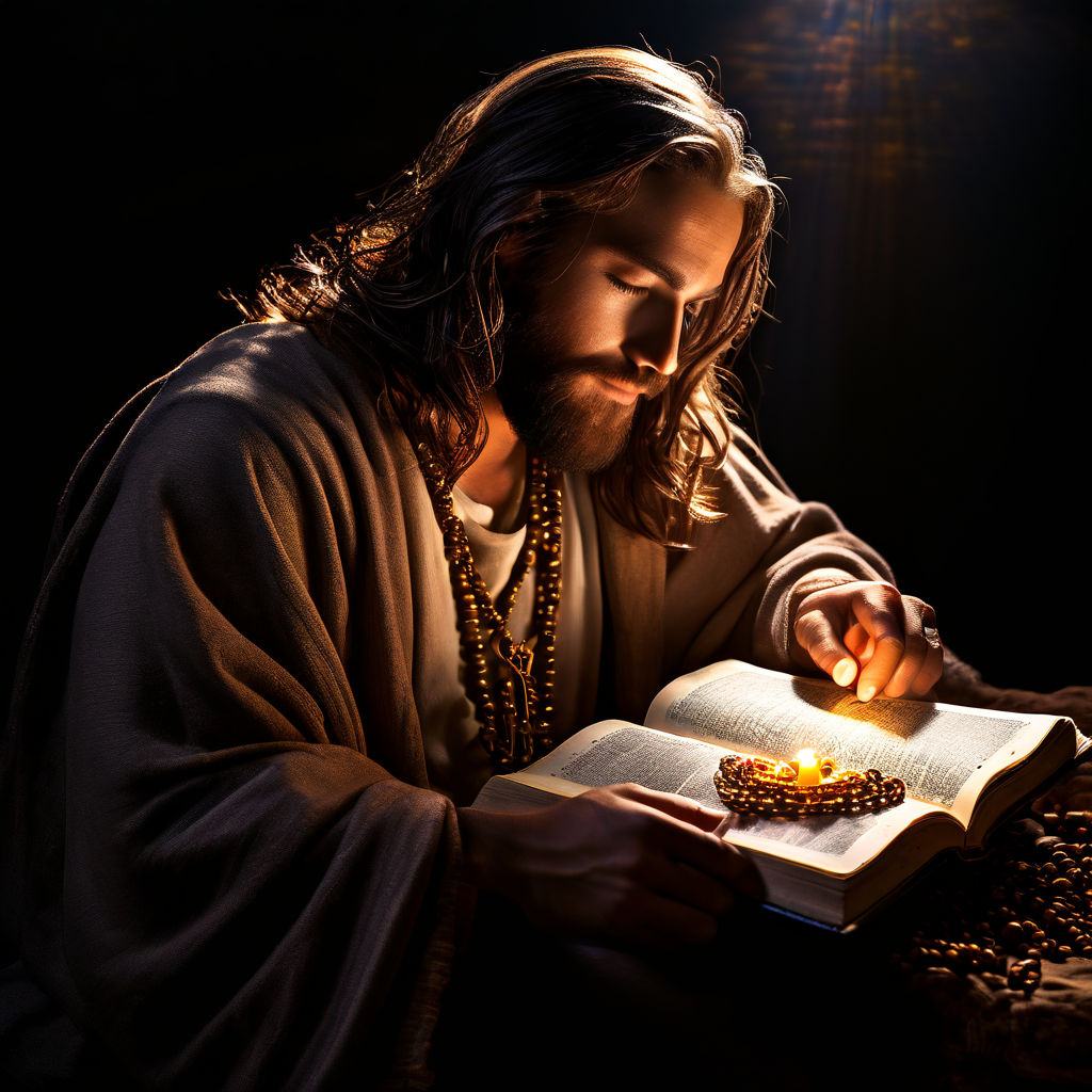 image of Jesus and the open Bible with rosary by bleess moreira martins ...