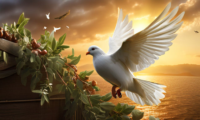The dove returning to Noah's ark with an olive branch by André M Jr ...