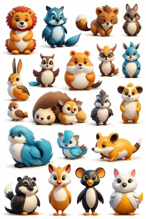 Set of cartoon animal toys characters isolated on white back... by Mark ...