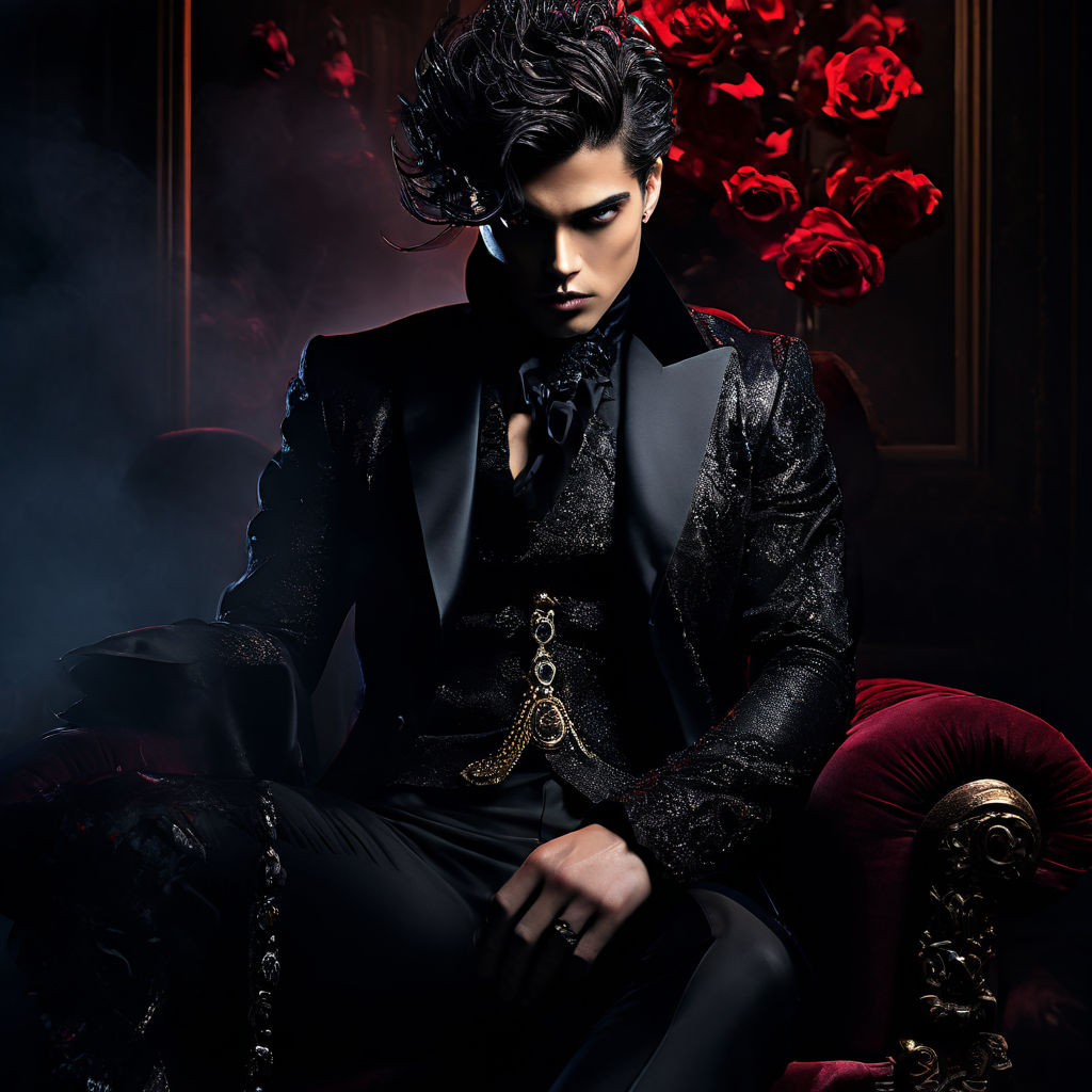 Male figure clad in modern opium fashion-inspired attire by Oshim K ...