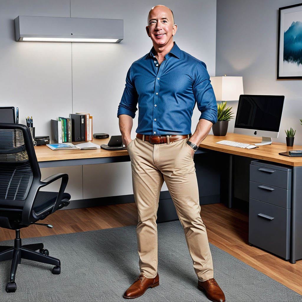 A full body photo of Jeff Bezos IN YOUR OFFICE WITH an a joy... by ...