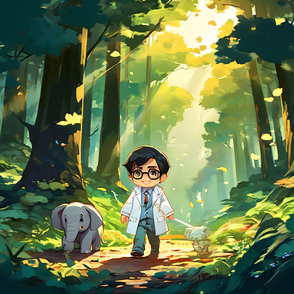 Draw in chibi style a man 40-year-old man with black hair an... by ...