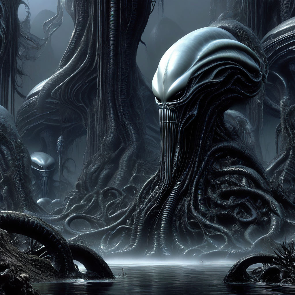 A-picture-of-a-hr-giger-alien-from-the-movie-alien-in-a-swam... by Tie ...