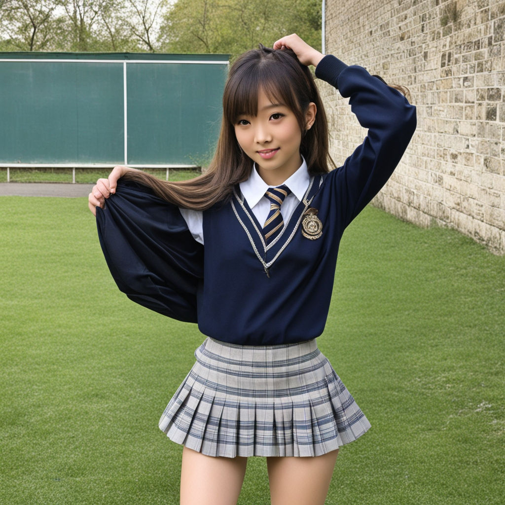 Schoolgirl with very short skirt by Namita Kalita - Playground