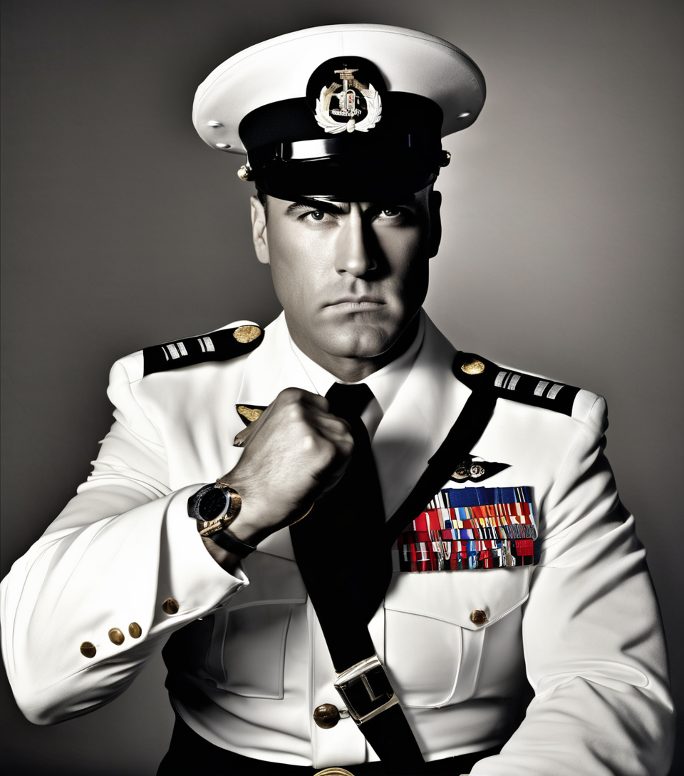 Giant extremely muscular navy sailor in uniform looking angr... by tony ...