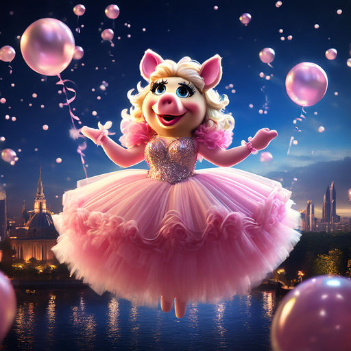 Opern Diva Elegante Miss piggy fly in air bubble on night la... by ...