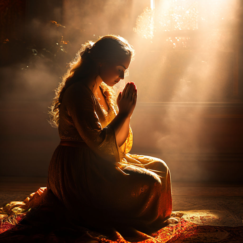 Image of a woman kneeling in prayer Biblical times. Use warm... by ...