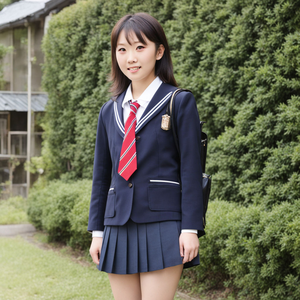 Japanese girl in short school uniform by 오네모나 - Playground