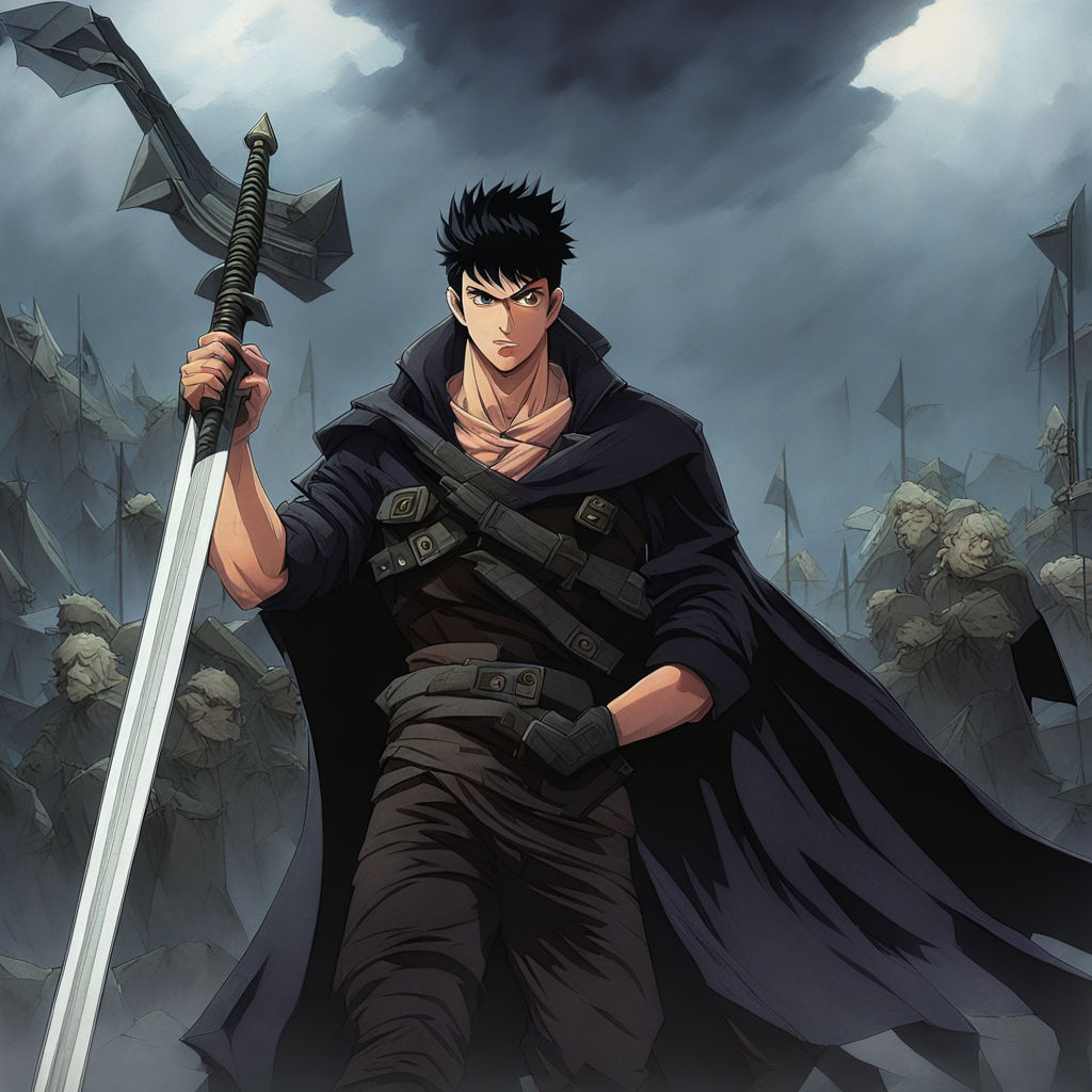A character based on guts from berserk with expressions of a... by ...