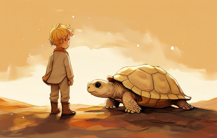 Draw the little prince and the white turtle looking far away... by Ruel ...