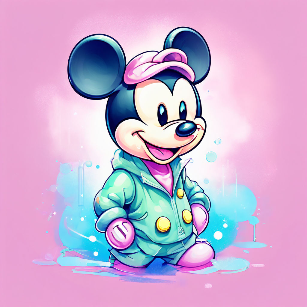 Drawing of Mickey Mouse in anime style; main colors of the ... by ...