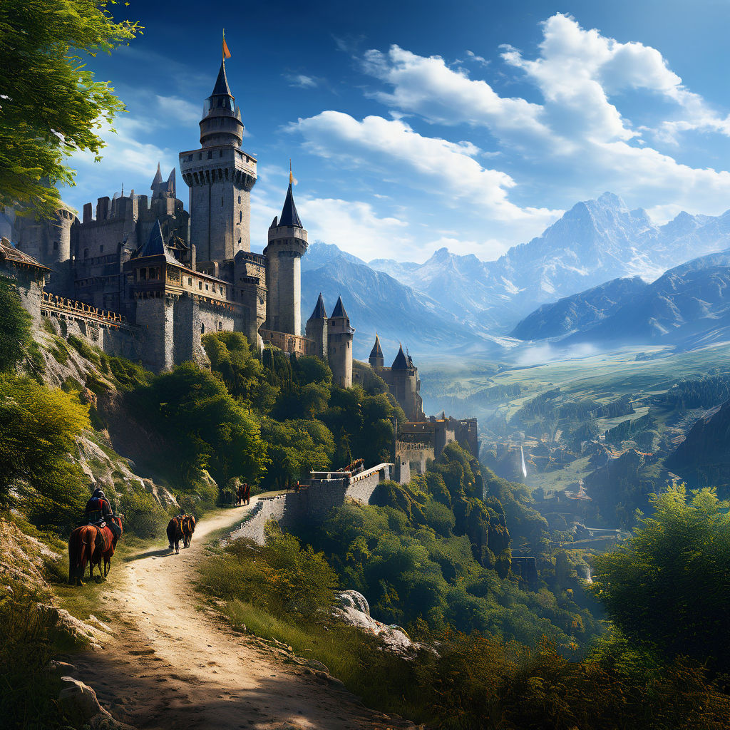 This breathtaking historical medieval landscape features a m... by ...