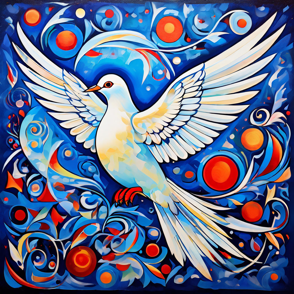DOVE OF PEACE IN THE STYLE OF KANDINSKY AND CHAGALL AND CHE... by Frank ...