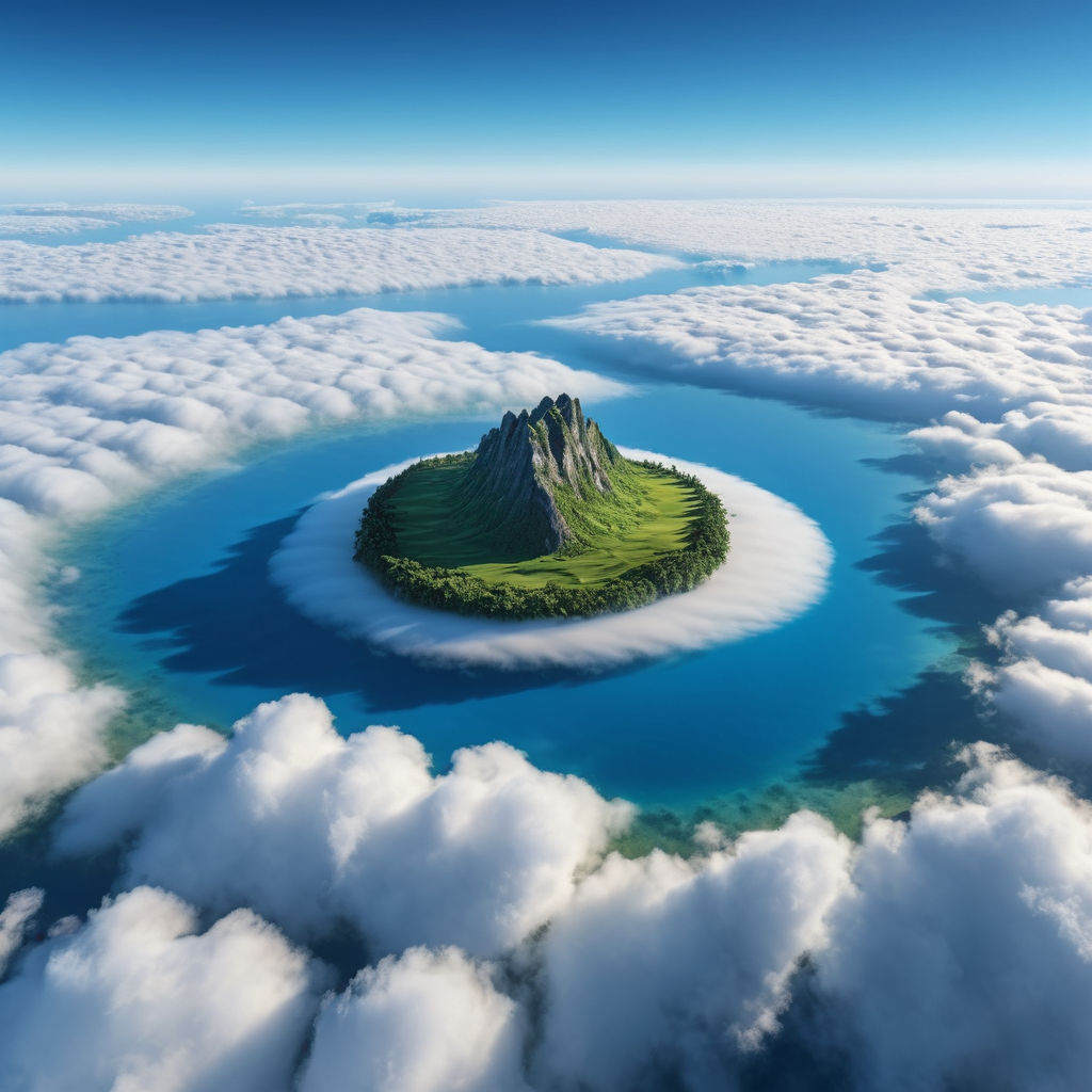 Hyperrealistic aerial view of a massive sky island floating ... by 陳相庭 ...