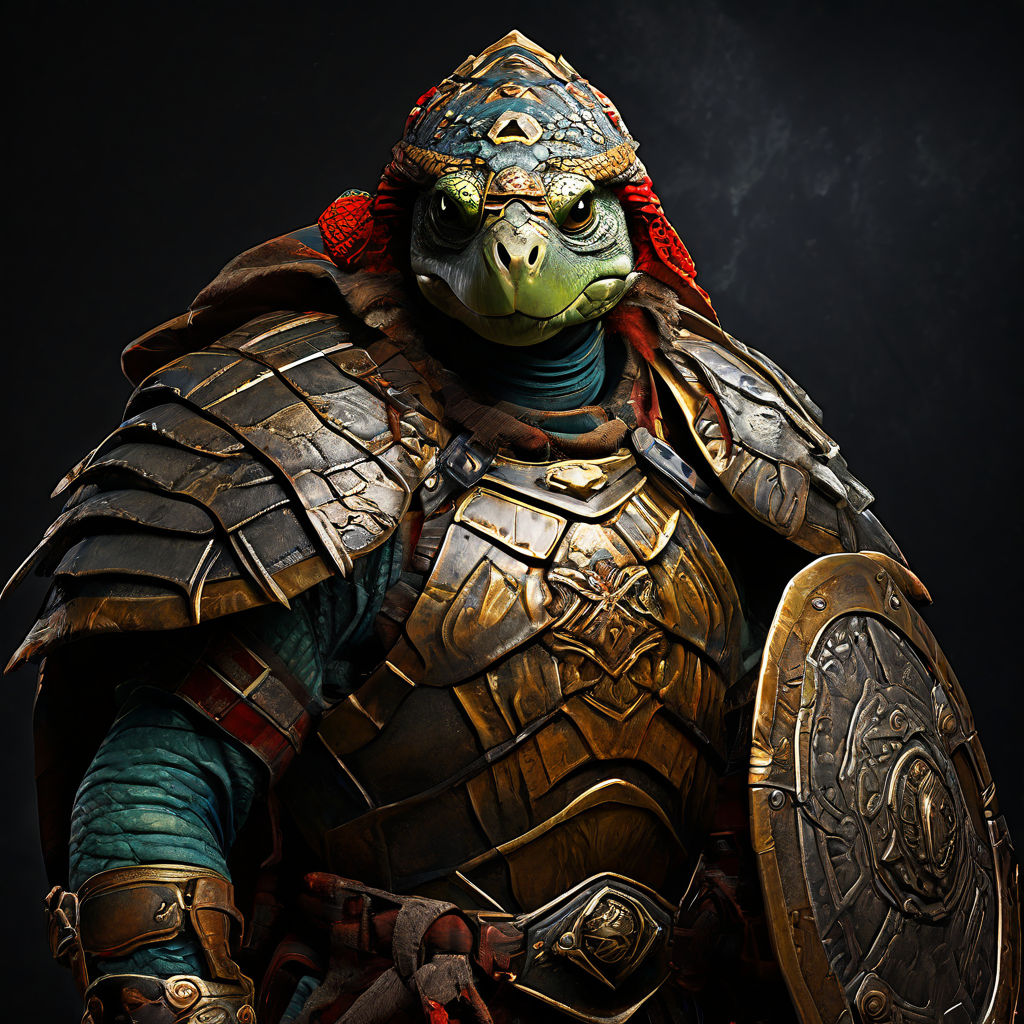 Warrior with a turtle shell shield by Qrow Branwen - Playground