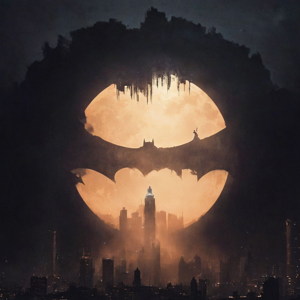 Batman standing atop a skyscraper with Gotham City sprawling... by ...