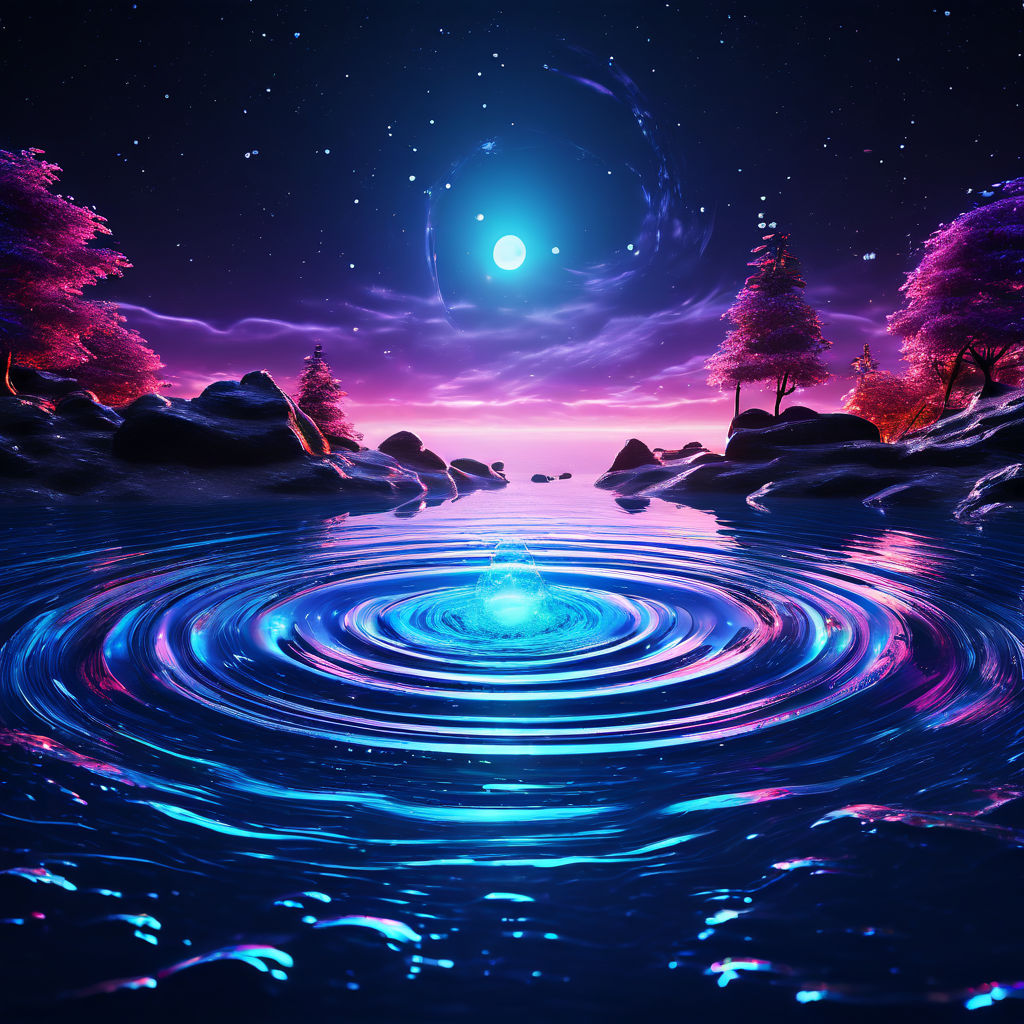 Beautiful circular colorful water ripple. detailed matte pai... by Alex ...