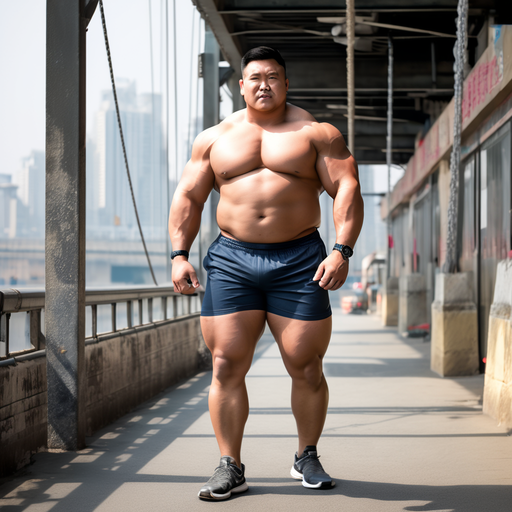 A big muscular bodybuilder strong huge fat obese chinese man... by Yael ...