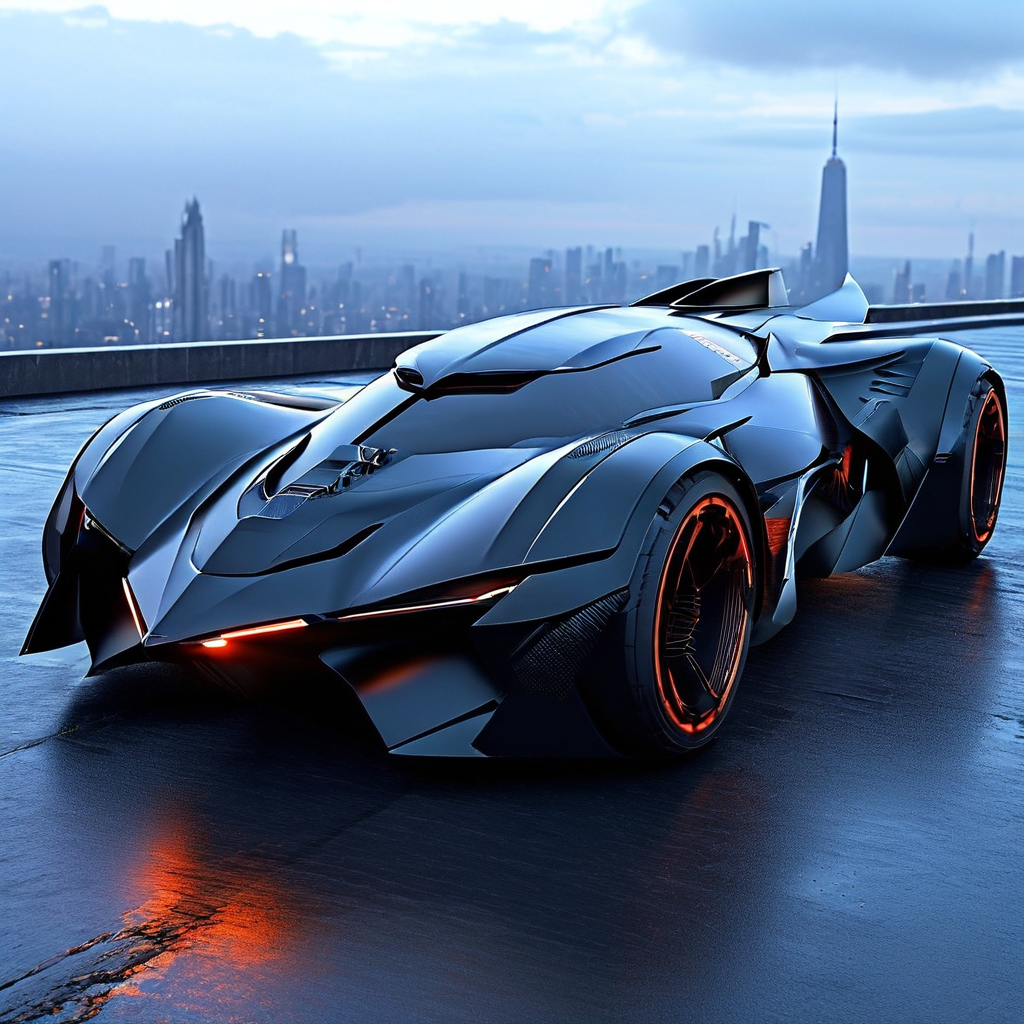 Image of a futuristic Batmobile concept by AI plane - Playground