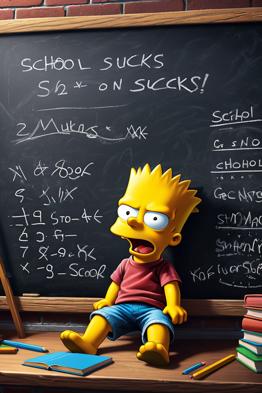 Chibi Bart Simpson writing lines on a chalkboard by Rico Louis - Playground