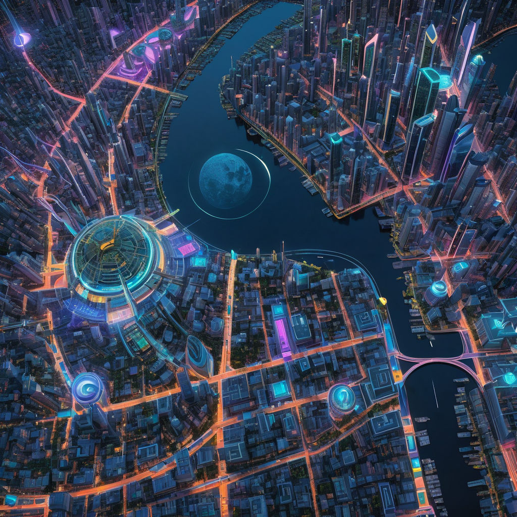 Sci-fi city map at night by 이창석 - Playground