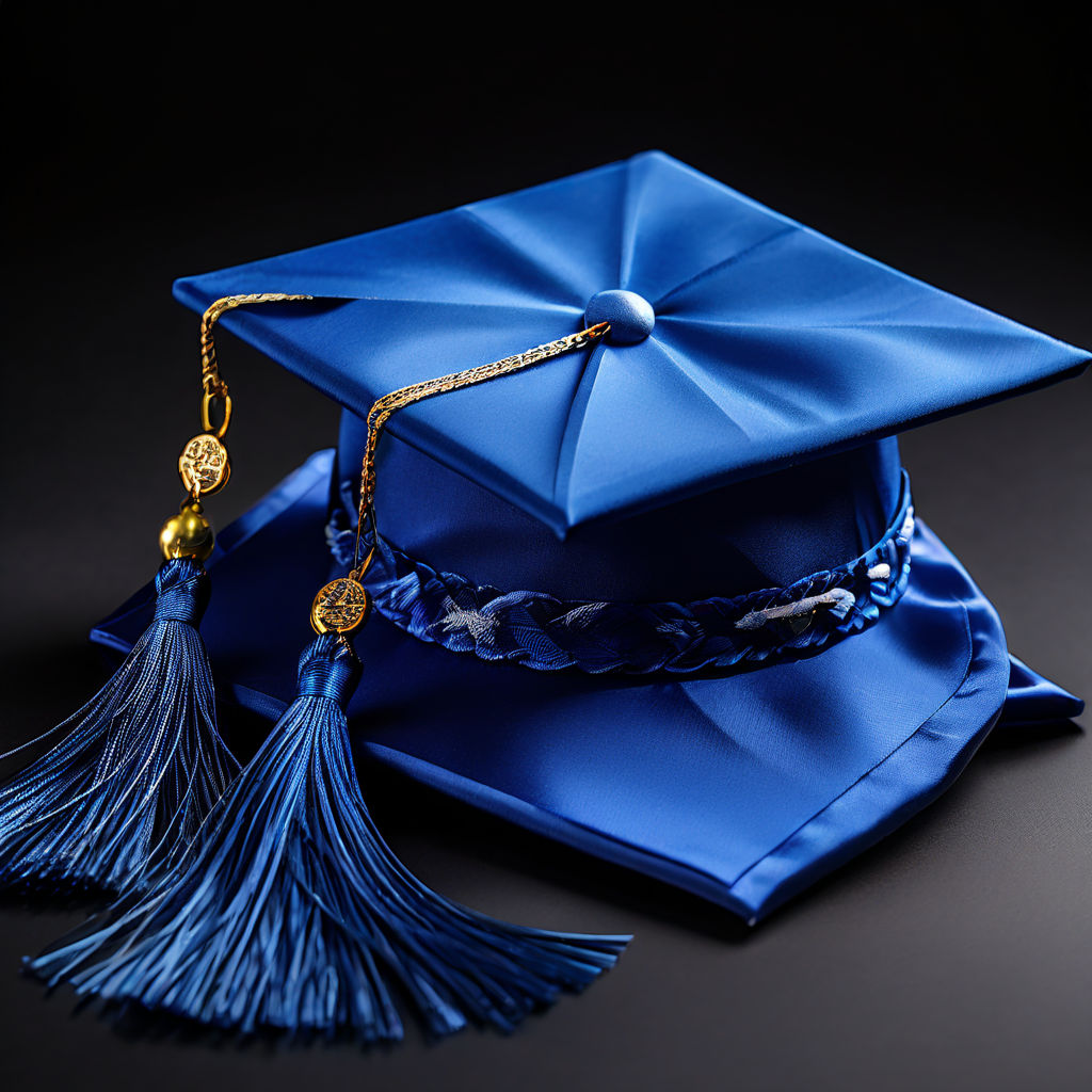 Blue high school graduation cap and tassel by Molly Freitag - Playground