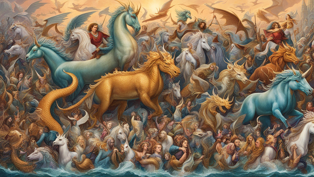 A large crowd of different mythological creatures by Barry Goldberg ...
