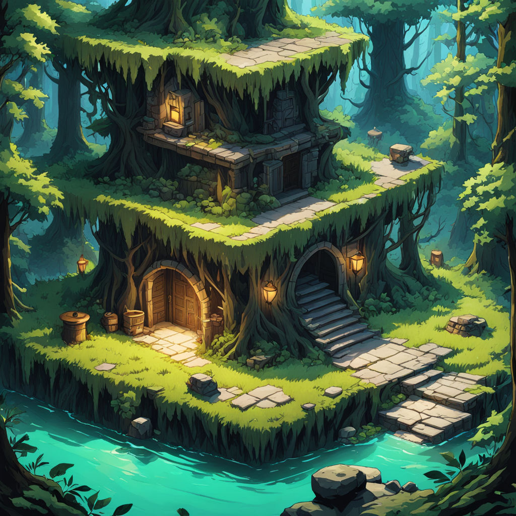 Cultist hideout inside a forest dnd map by Adriano Musti - Playground