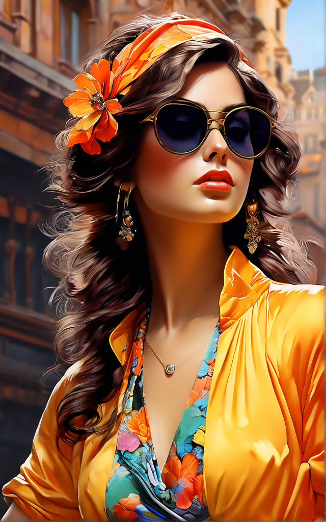 Half body of a fashion woman of the 70`s by K. Ingrid - Playground