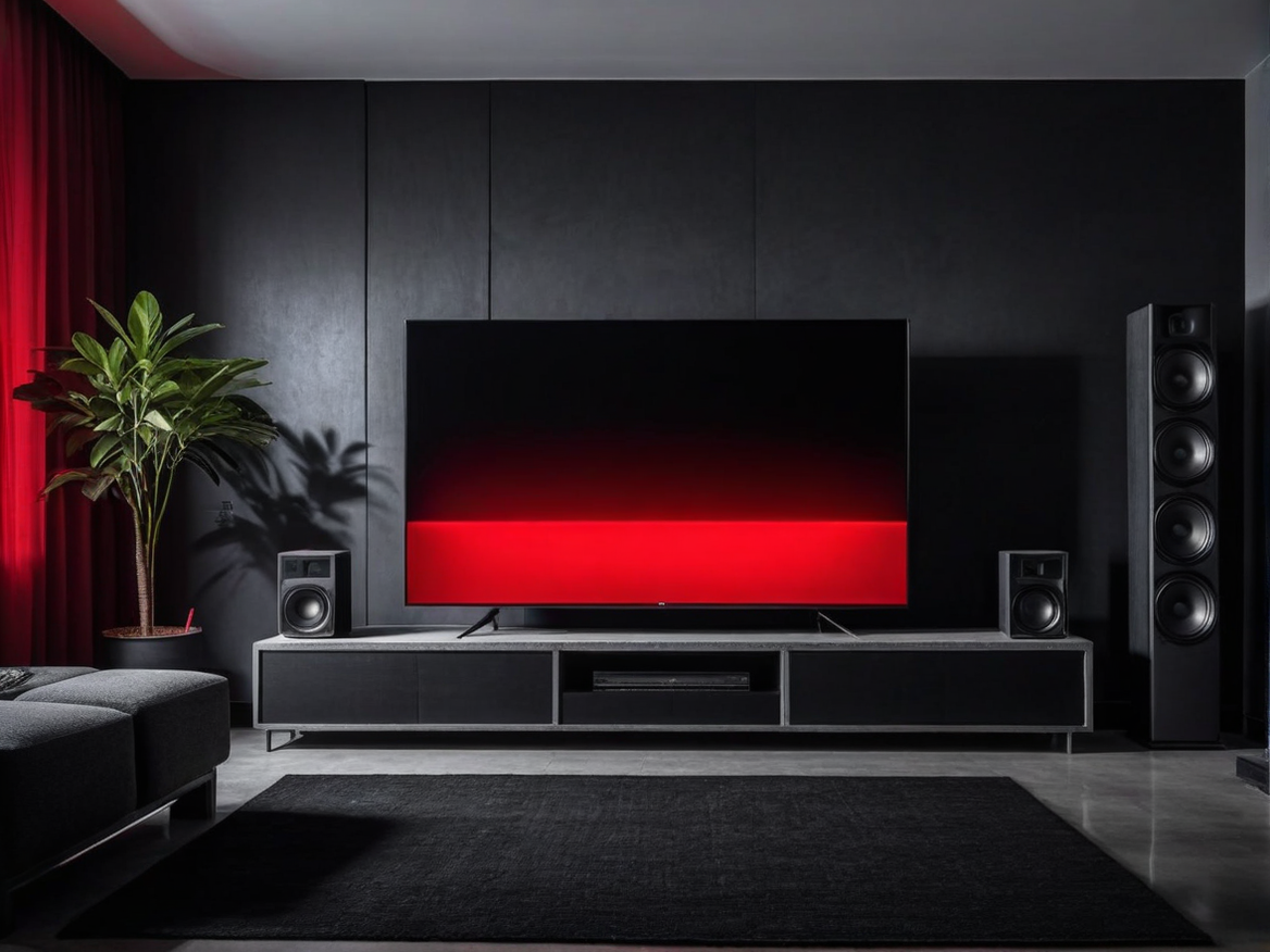A big flat screen television full red screen by Cirkeline Hallemans ...