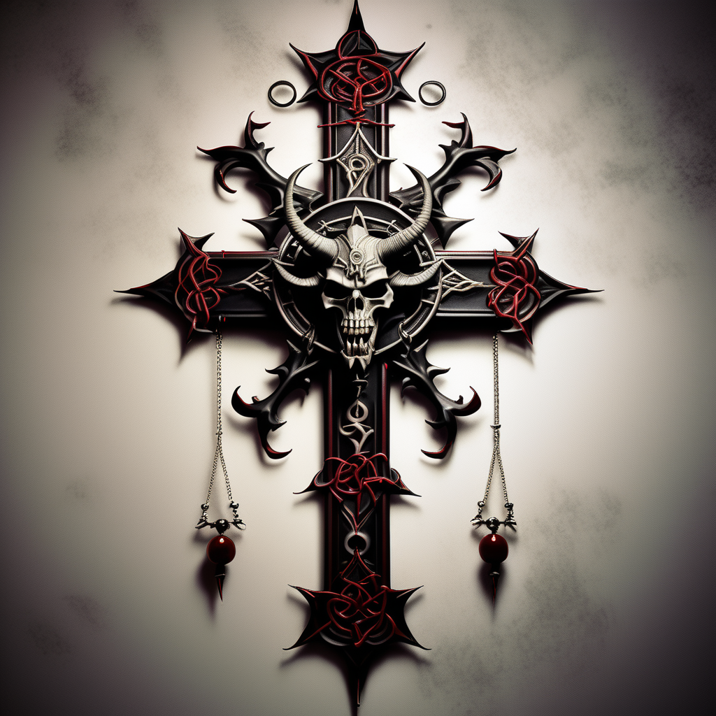 Demon on satanic cross. tattoo with style Gothic by Hossein Dehghan ...