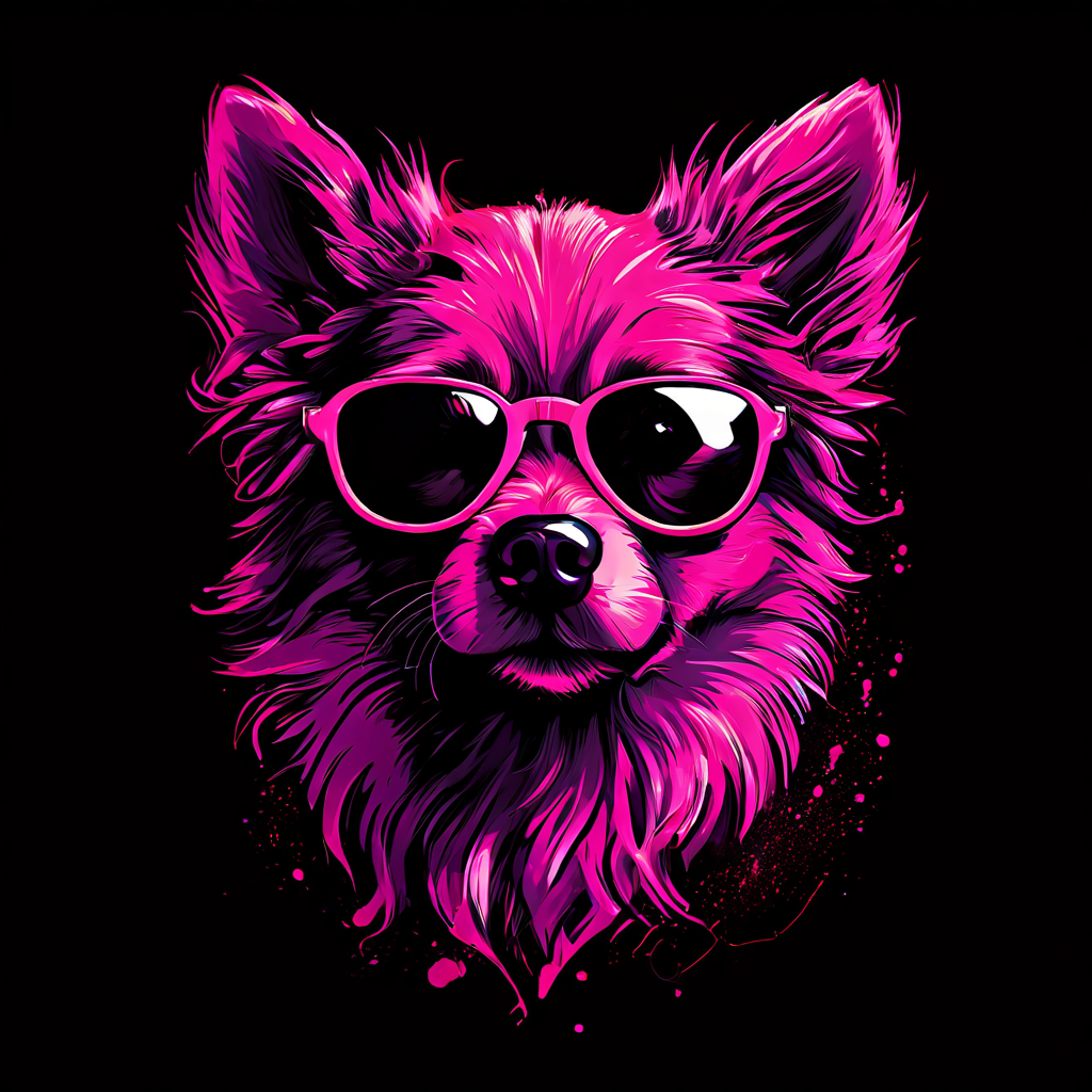 Draw me a little dog in magenta. draw it in a edgy comic sty... by ...