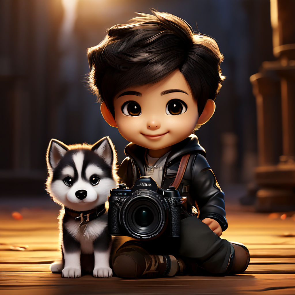 Chibi boy very short hair black color mexican taking picture... by ...