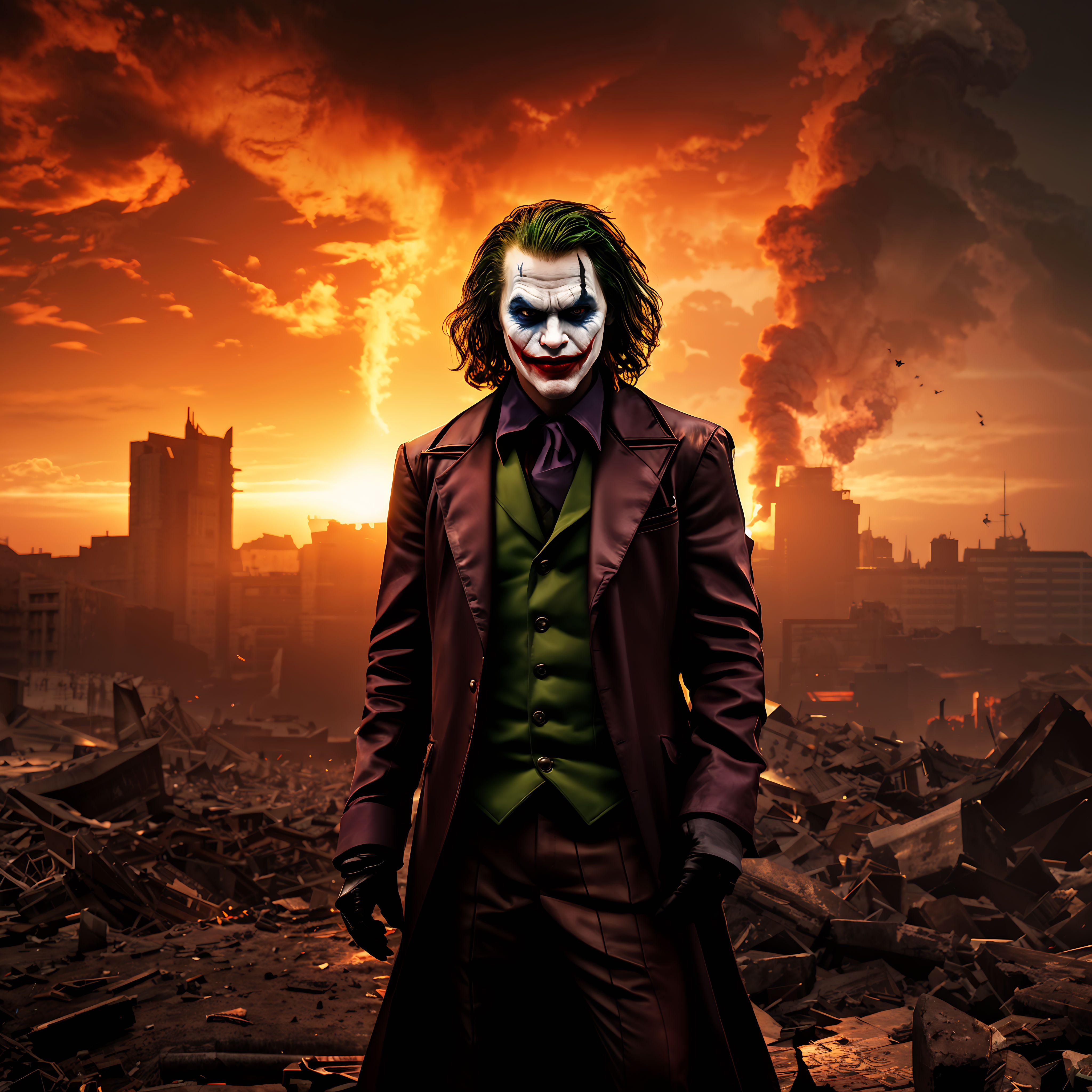 "Generate a chilling and apocalyptic image of the Joker by ...