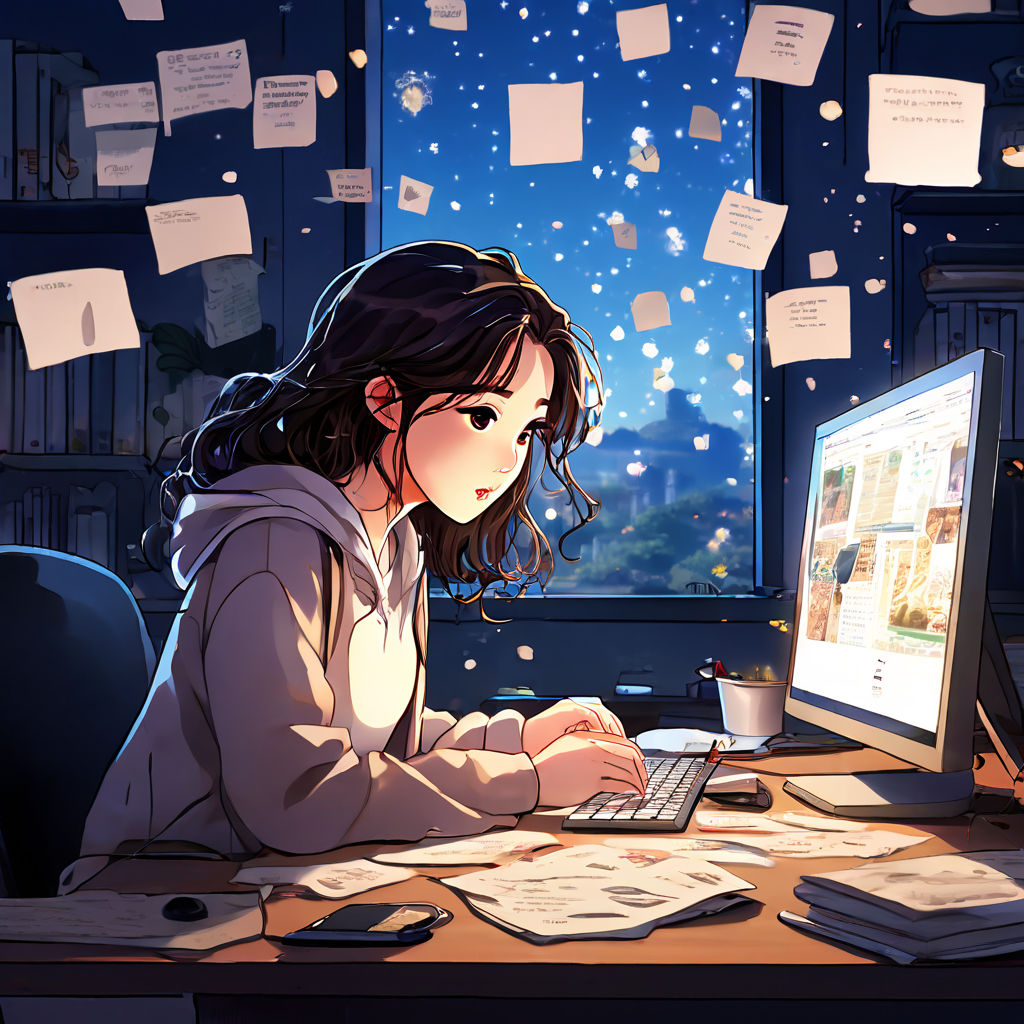 Korean girl Ji-yoo stares at her computer screen by Tiger Malik ...