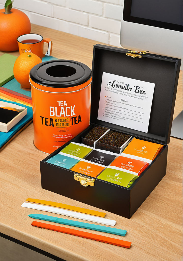 Tea box labeled "Black Tea" in a classroom setting by Elena Mironova ...