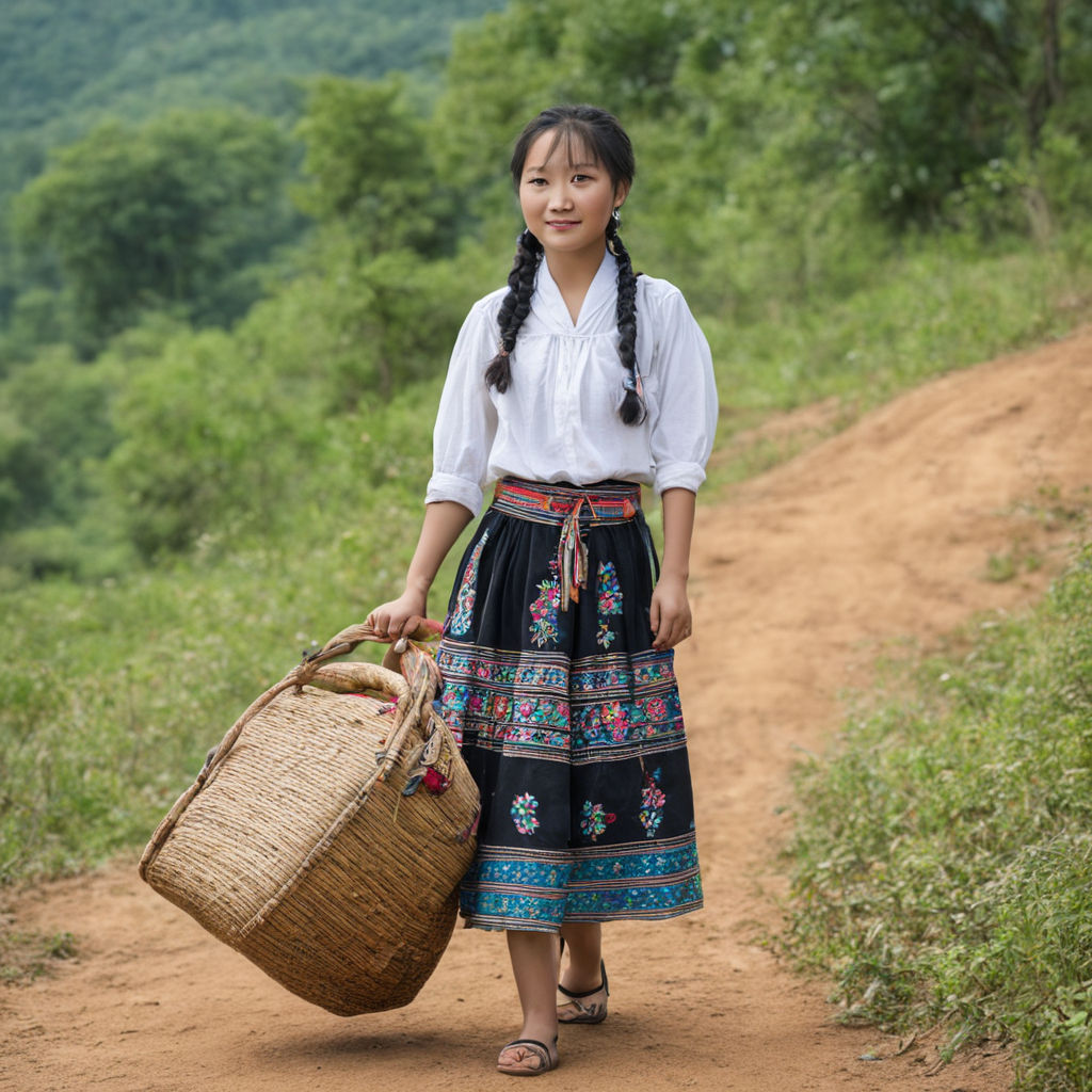 A young beautiful hmong girl in hmong traditional embroider... by Fong ...