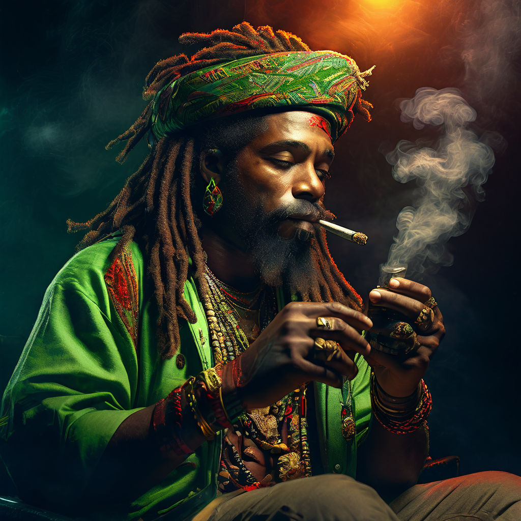Rasta man smoking weed on a club by Sofia Cuenca - Playground