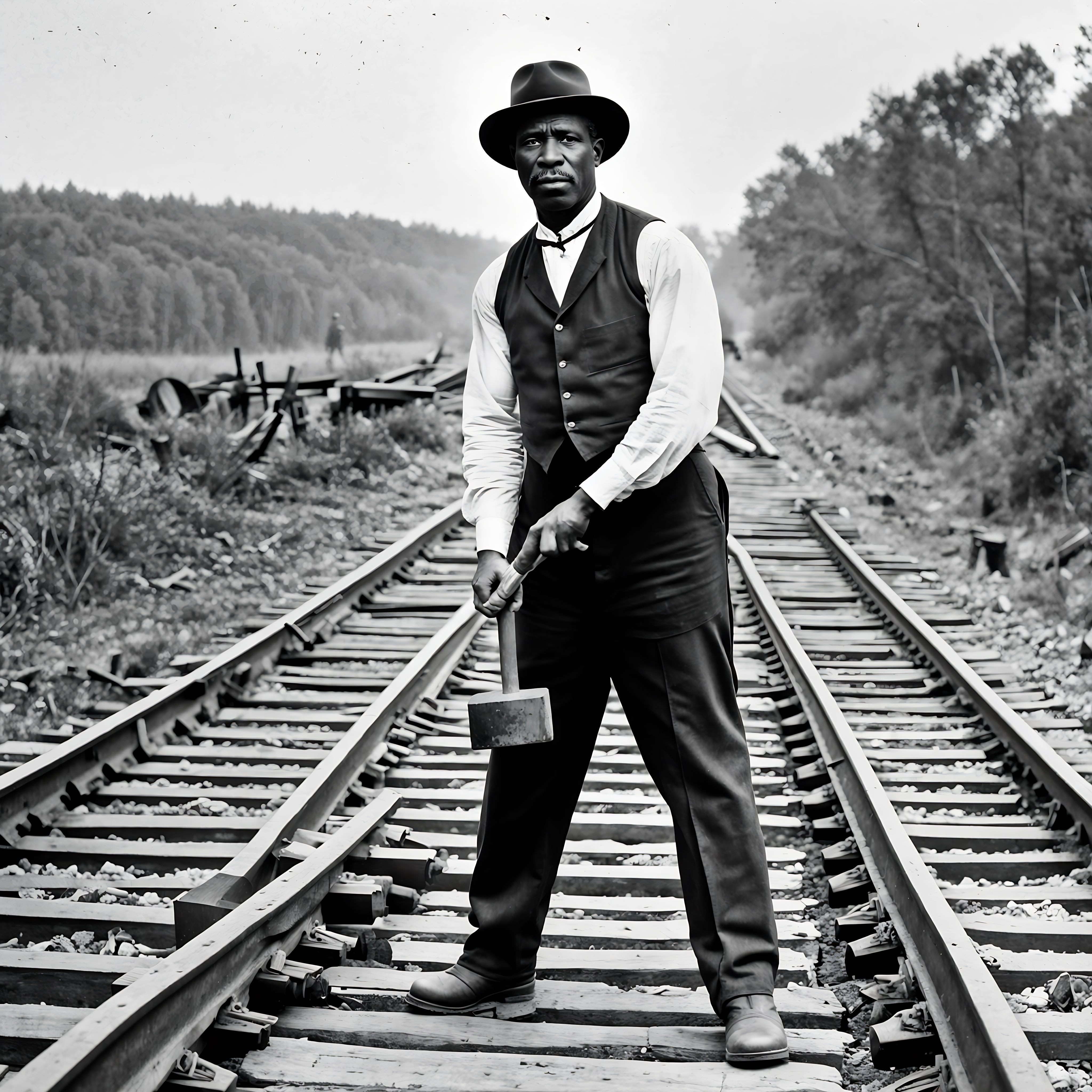 Old time African American John Henry holding a sledgehammer ... by ...