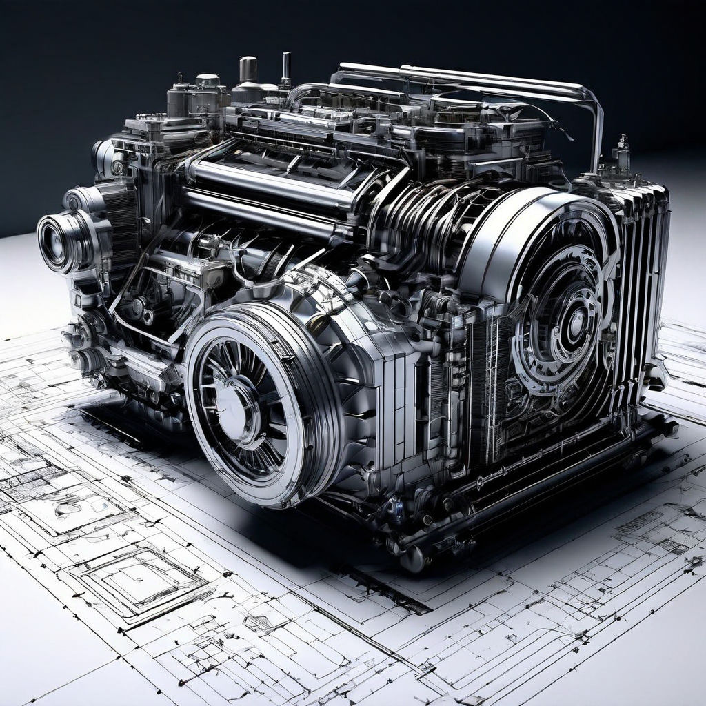 Create technical drawing plans and drafts of the V6 engine. ... by ...