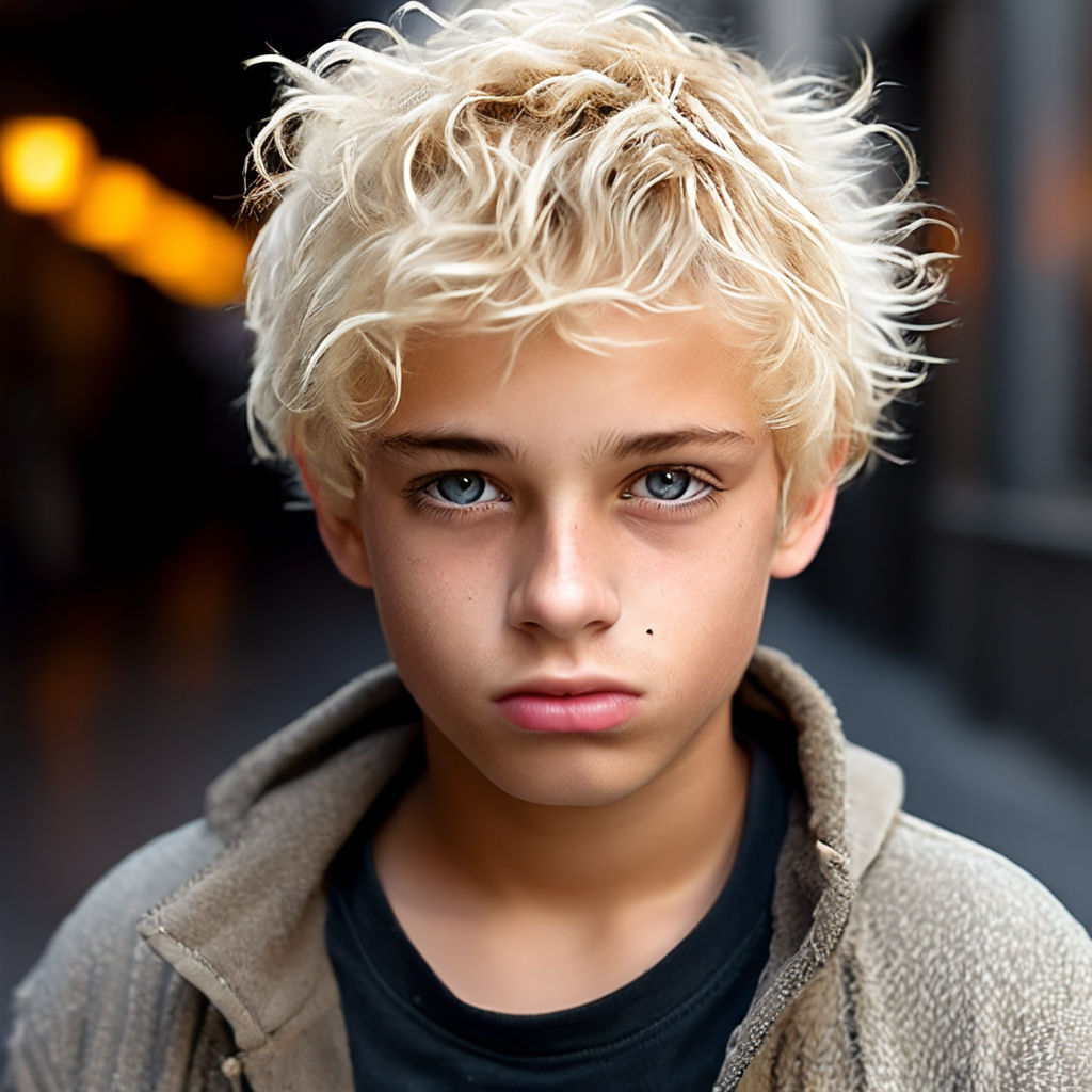White autistic special needs ugly boy blonde short hair poo... by ...