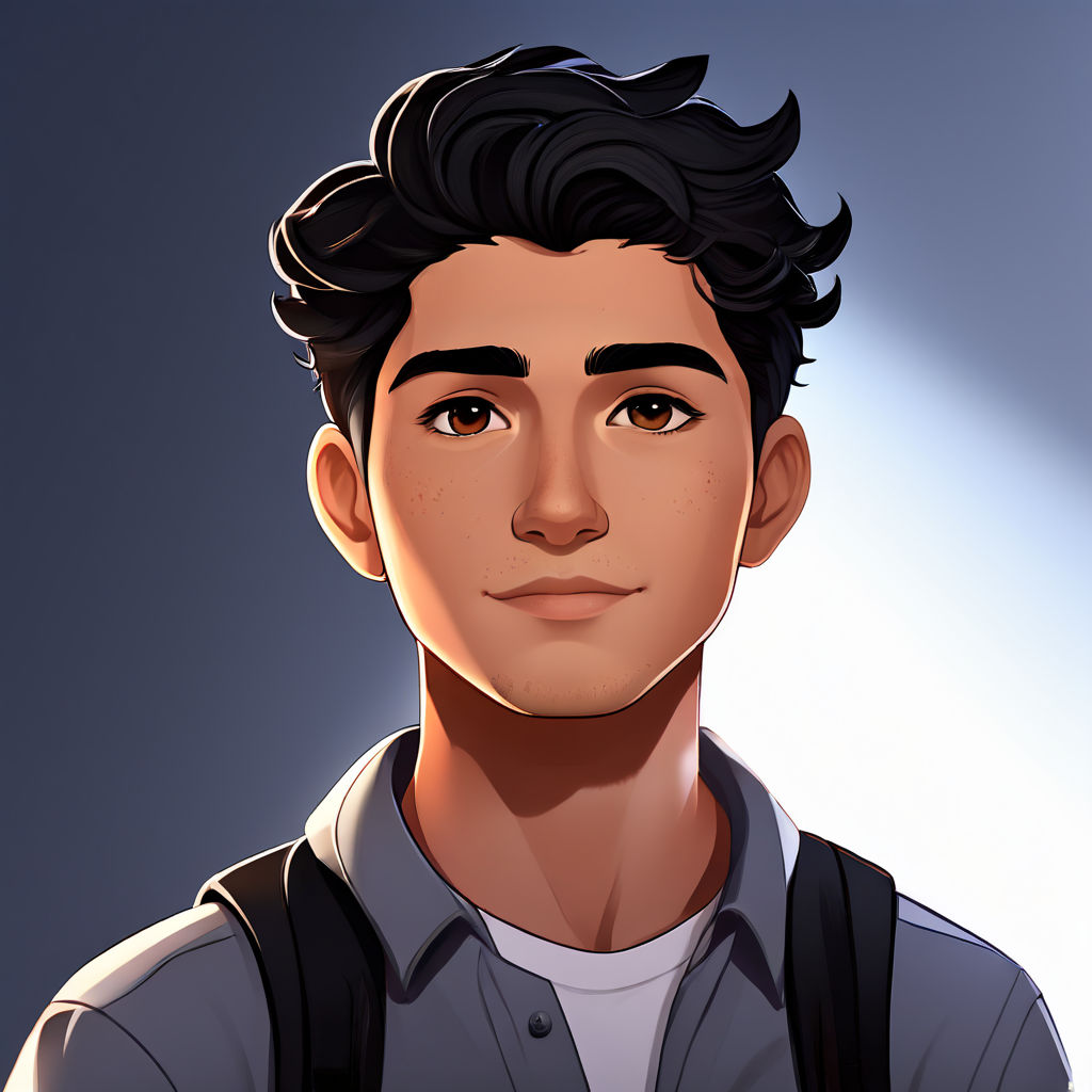 Black and white 2d animated profile picture of a male latino... by ...