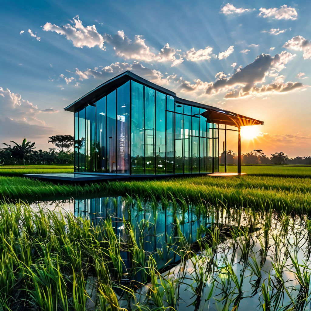 A small modern house in a rice field by Norrasedj Apiratvarakul ...